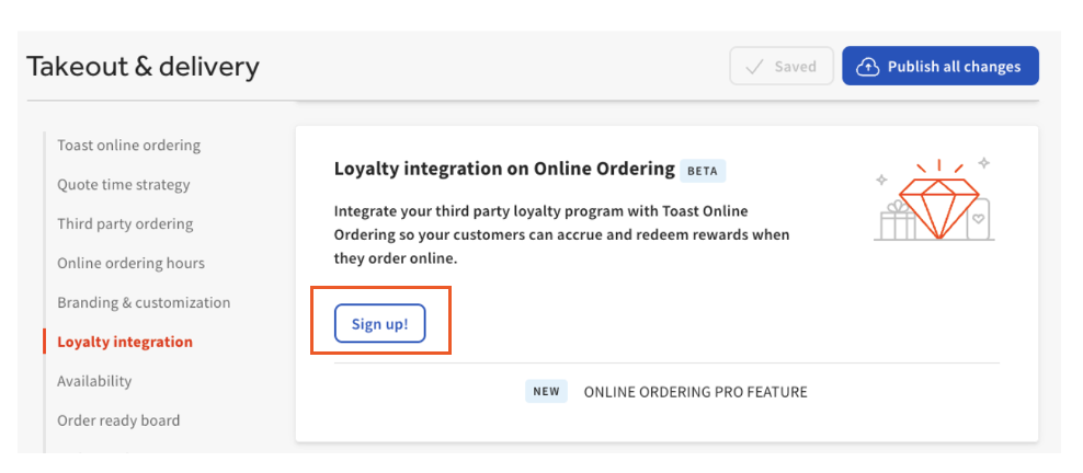 Toast Online Ordering Pro: Enable Third-Party Loyalty